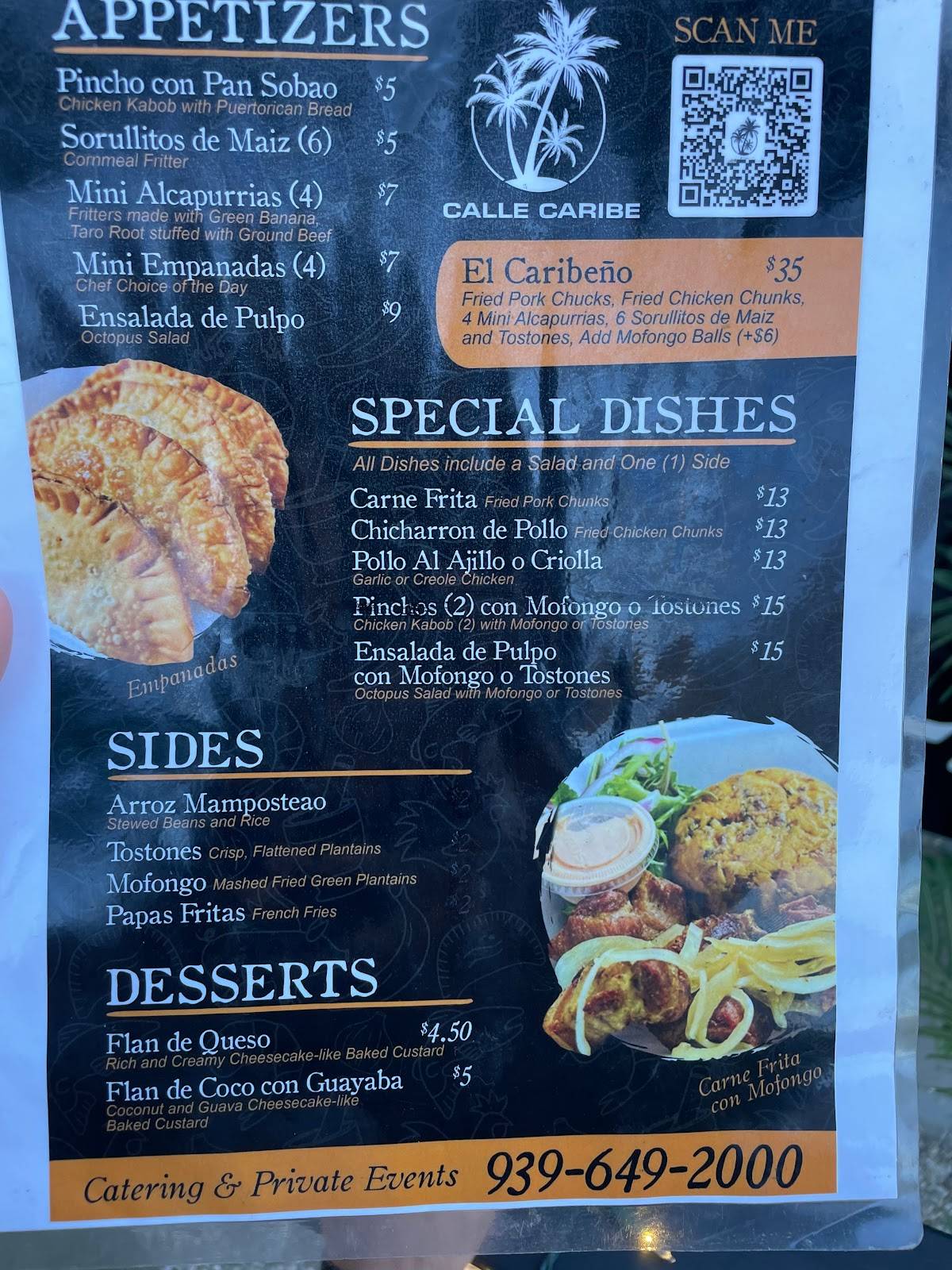 Menu at Calle Caribe Food Truck restaurant, Universal City