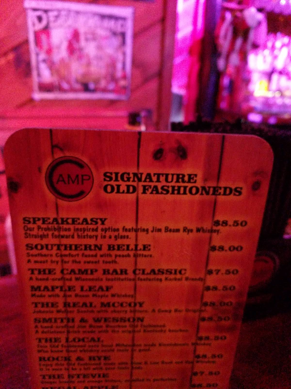 Menu at Camp Bar Shorewood, Shorewood, N Oakland Ave