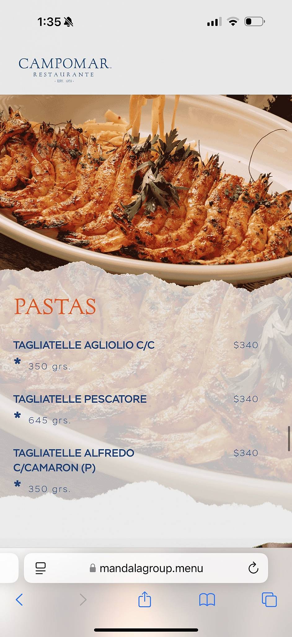 Carta del restaurante Campomar Andares, Guadalajara, Blvrd Puerta del ...