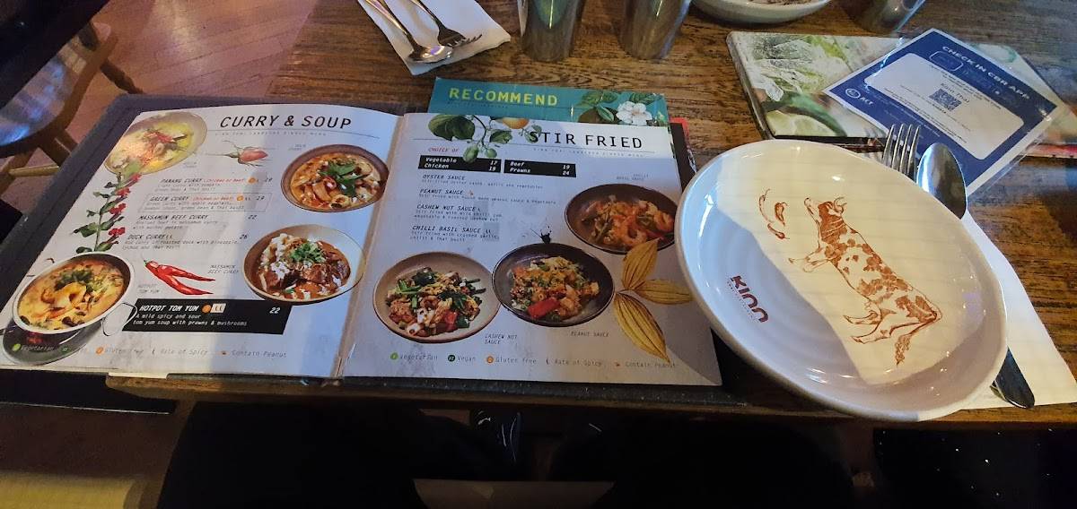 Menu at Kinn Thai restaurant, Canberra