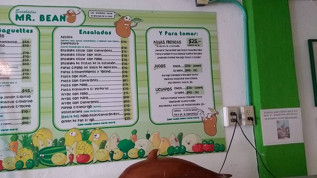 Carta del restaurante MR. BEAN, Cancún