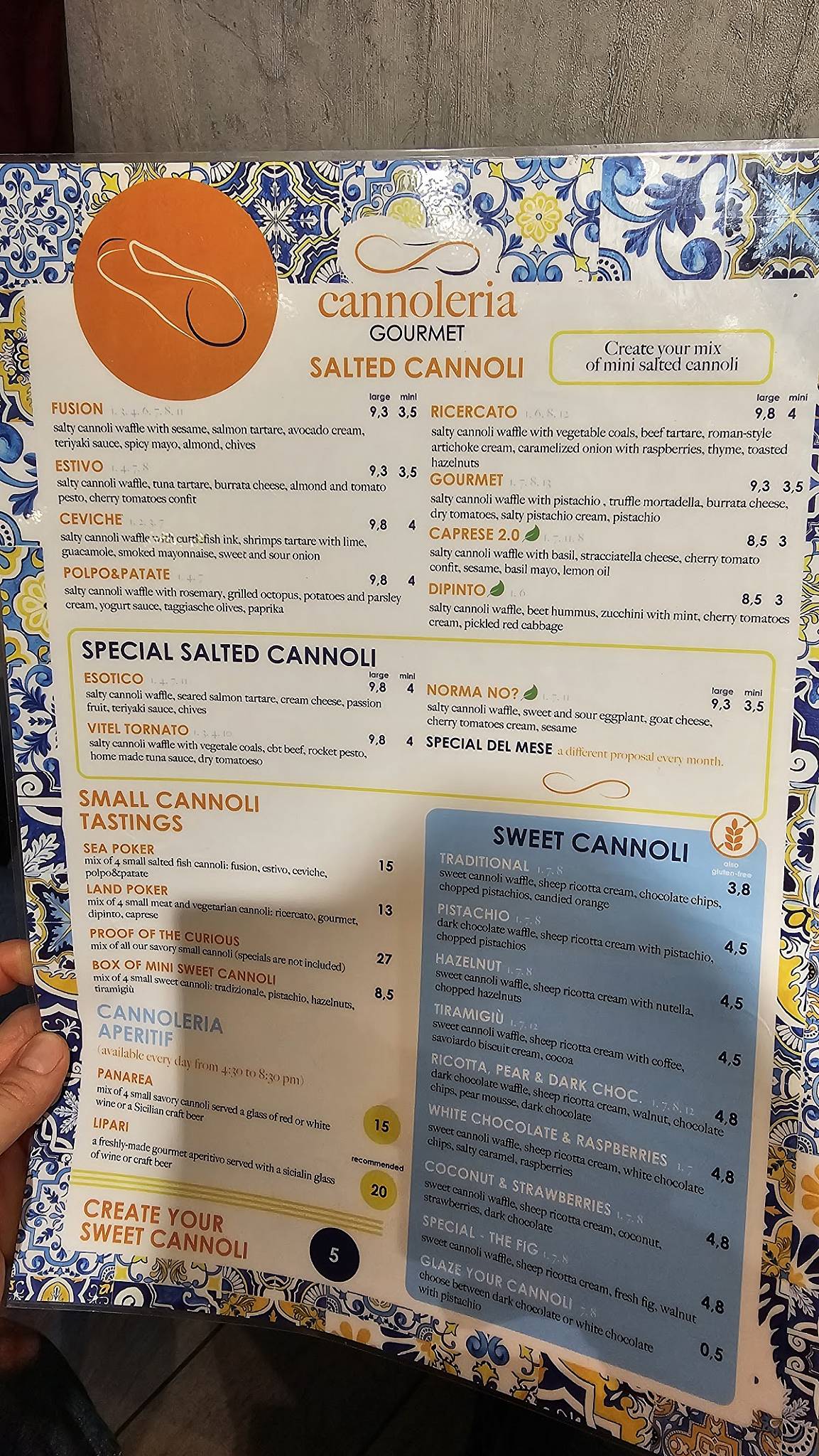 Speisekarte von Cannoleria Gourmet Ticinese restaurant, Mailand