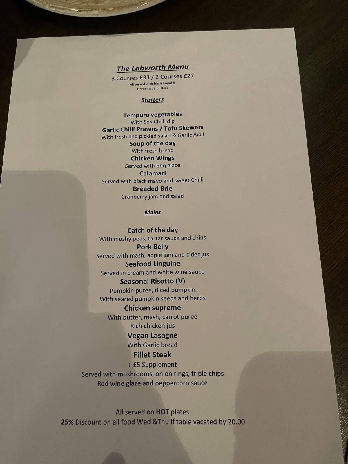Menu at Labworth Cafe, Canvey Island
