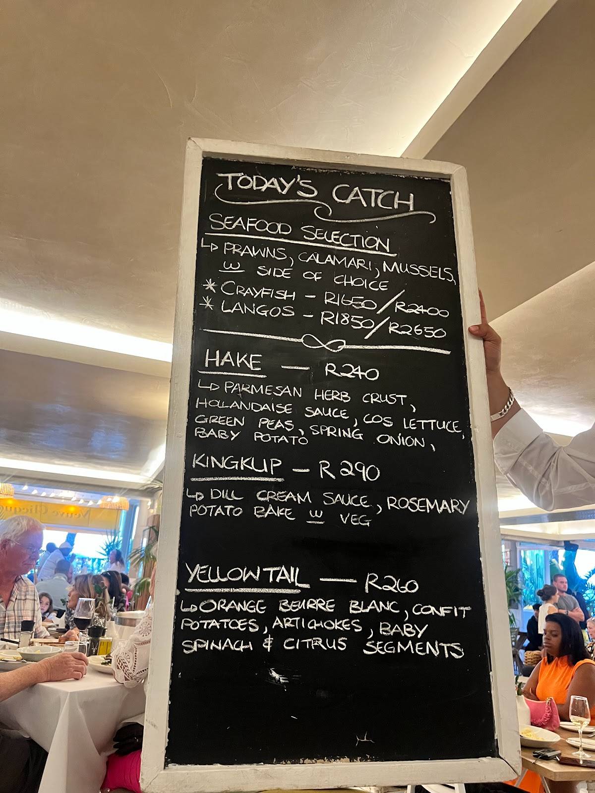 Menu at Grand Pavilion restaurant, Cape Town