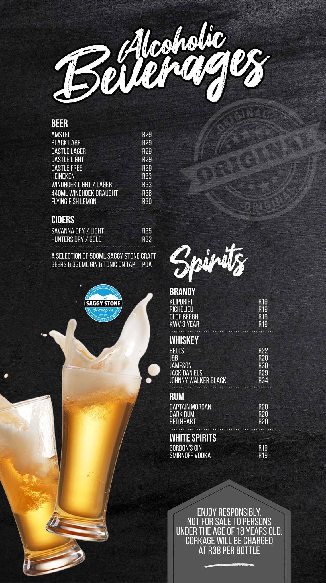 Menu at Saddles Steak Ranch Bottelary restaurant, Cape Town