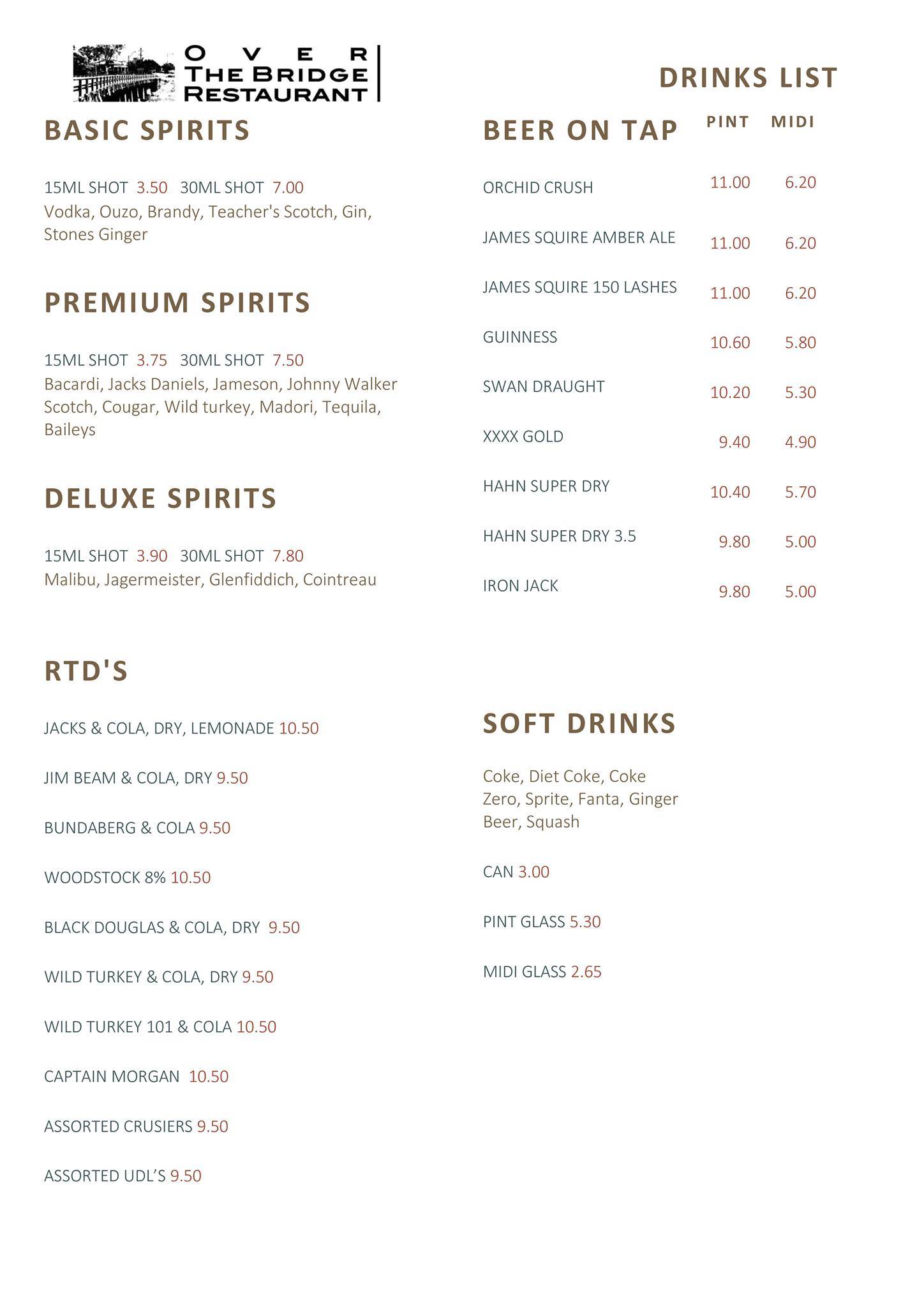 Menu at Capel Tavern pub & bar, Capel
