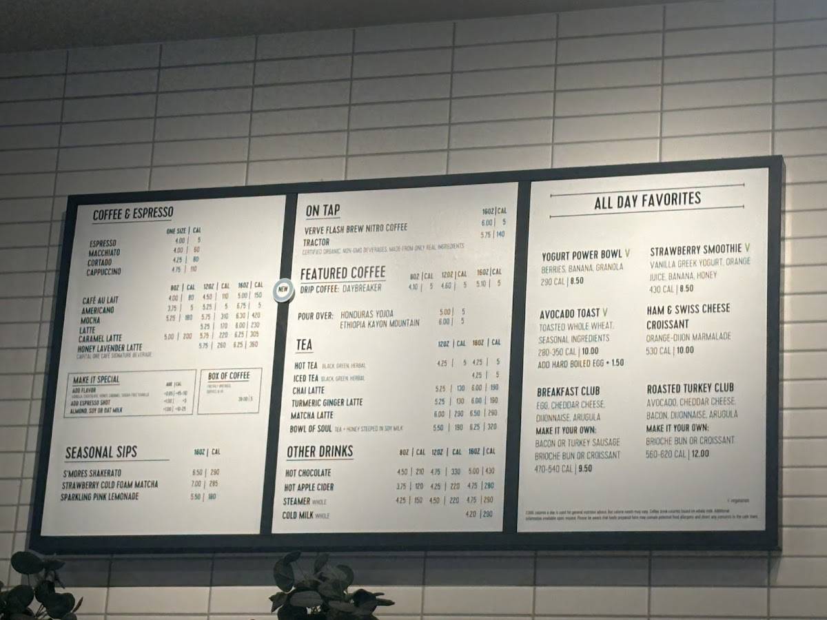 Menu at Capital One Café cafe, Chicago, 100 S State St