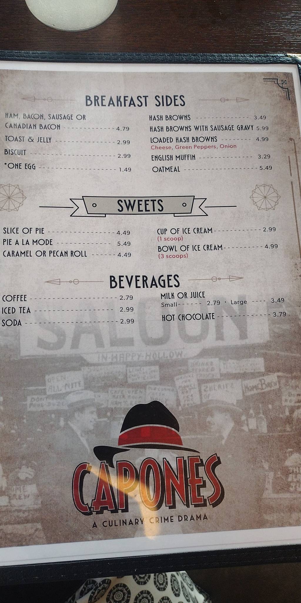 Menu at Capones Bar and Grill, North Platte