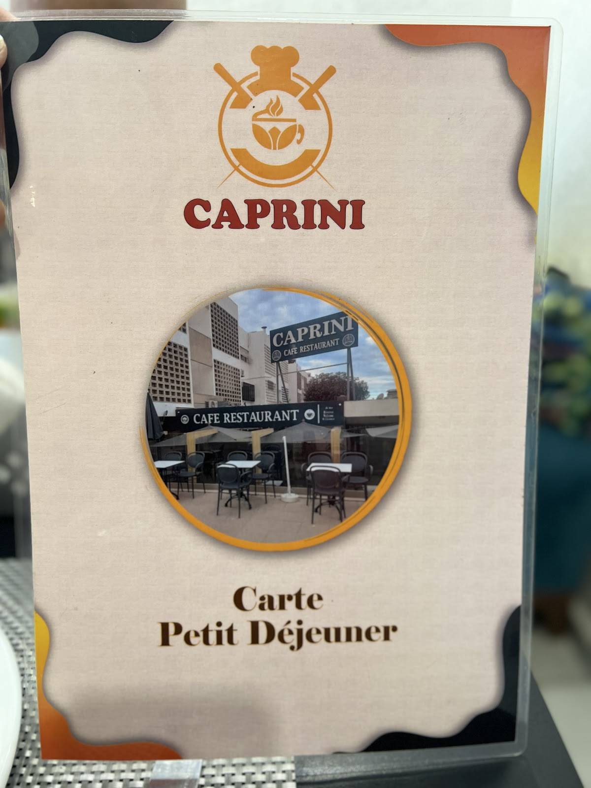 Menu at Caprini Café Restaurant, Agadir