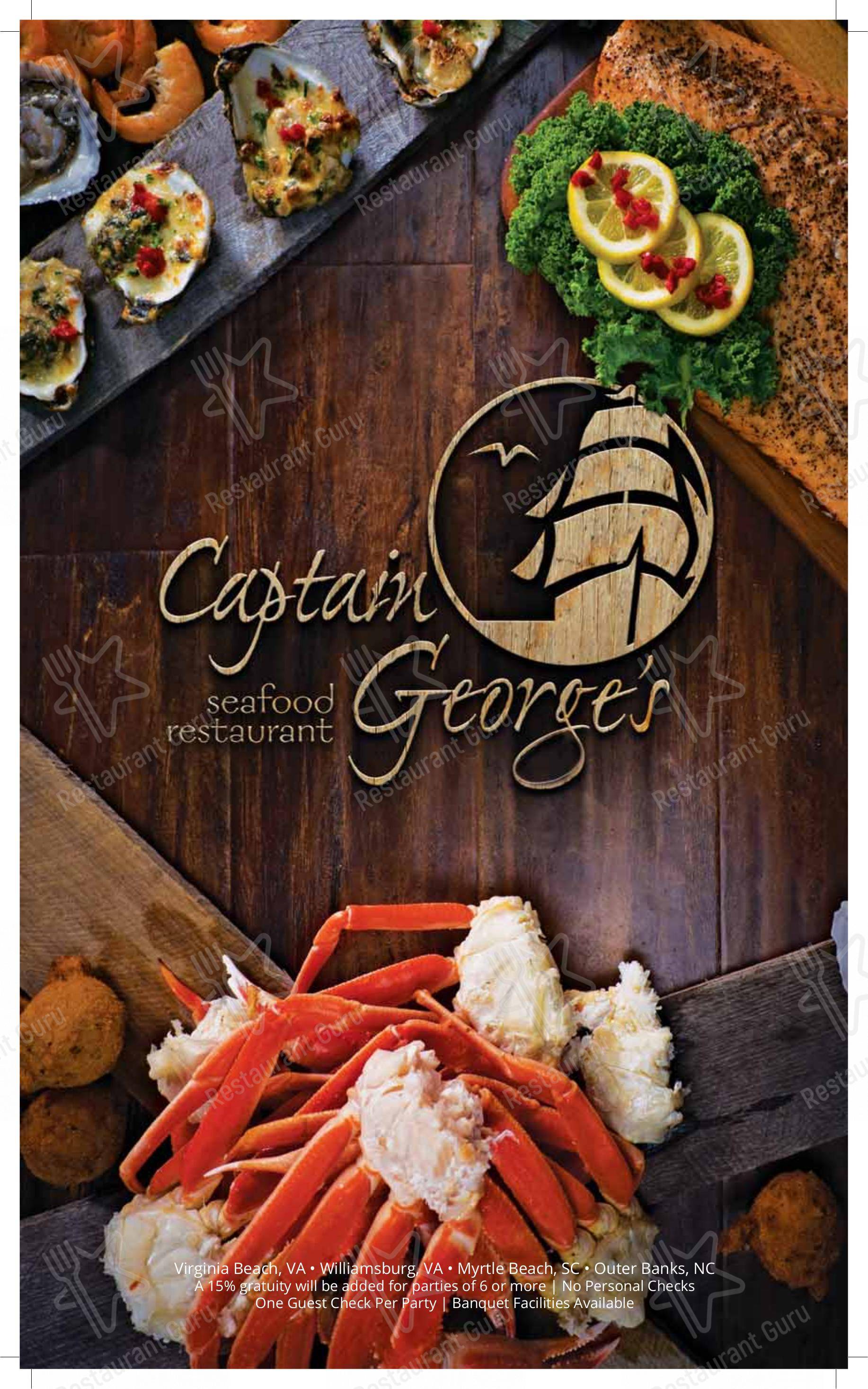 Menu at Captain George's Seafood Restaurant, Myrtle Beach