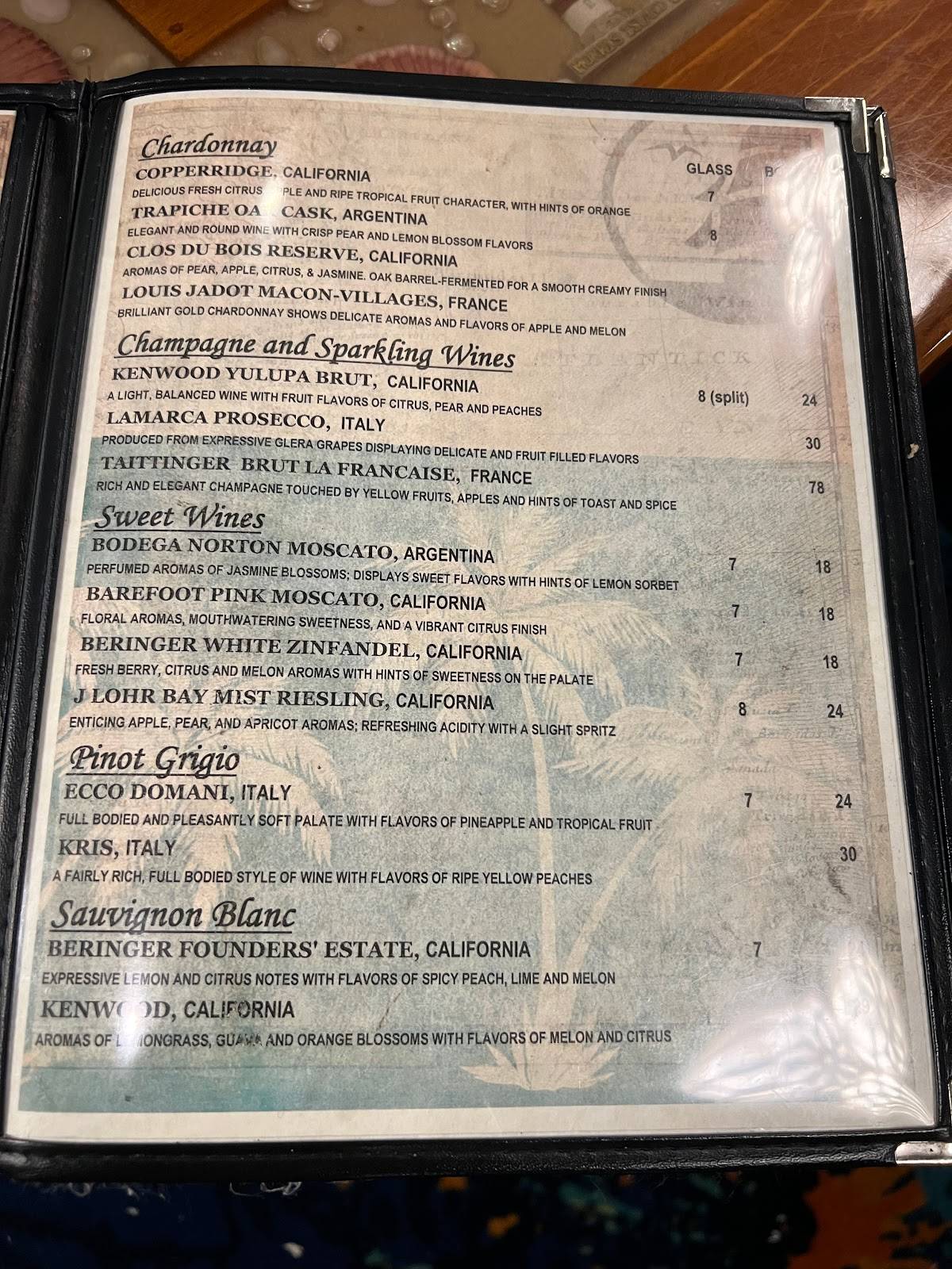 Menu at Captain George's Seafood Restaurant, Myrtle Beach