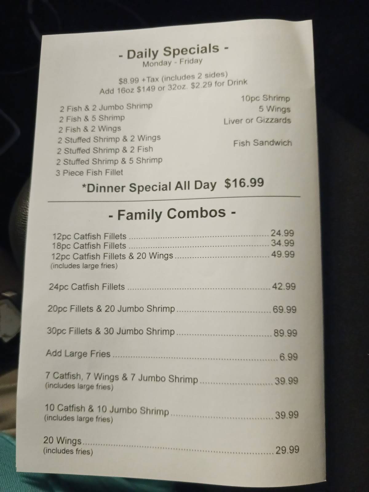 Menu at Captain LA Fish & Chicken restaurant, Bossier City, E Texas St ...