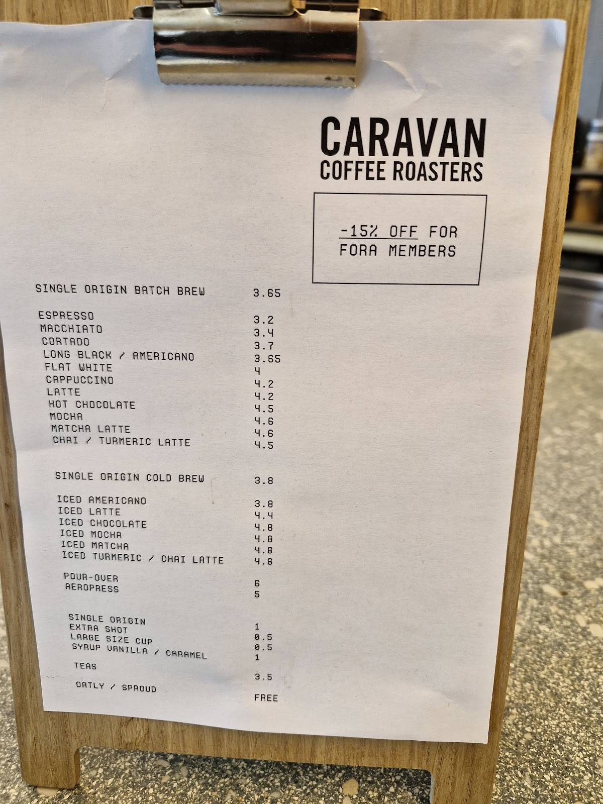 Menu at Caravan, London