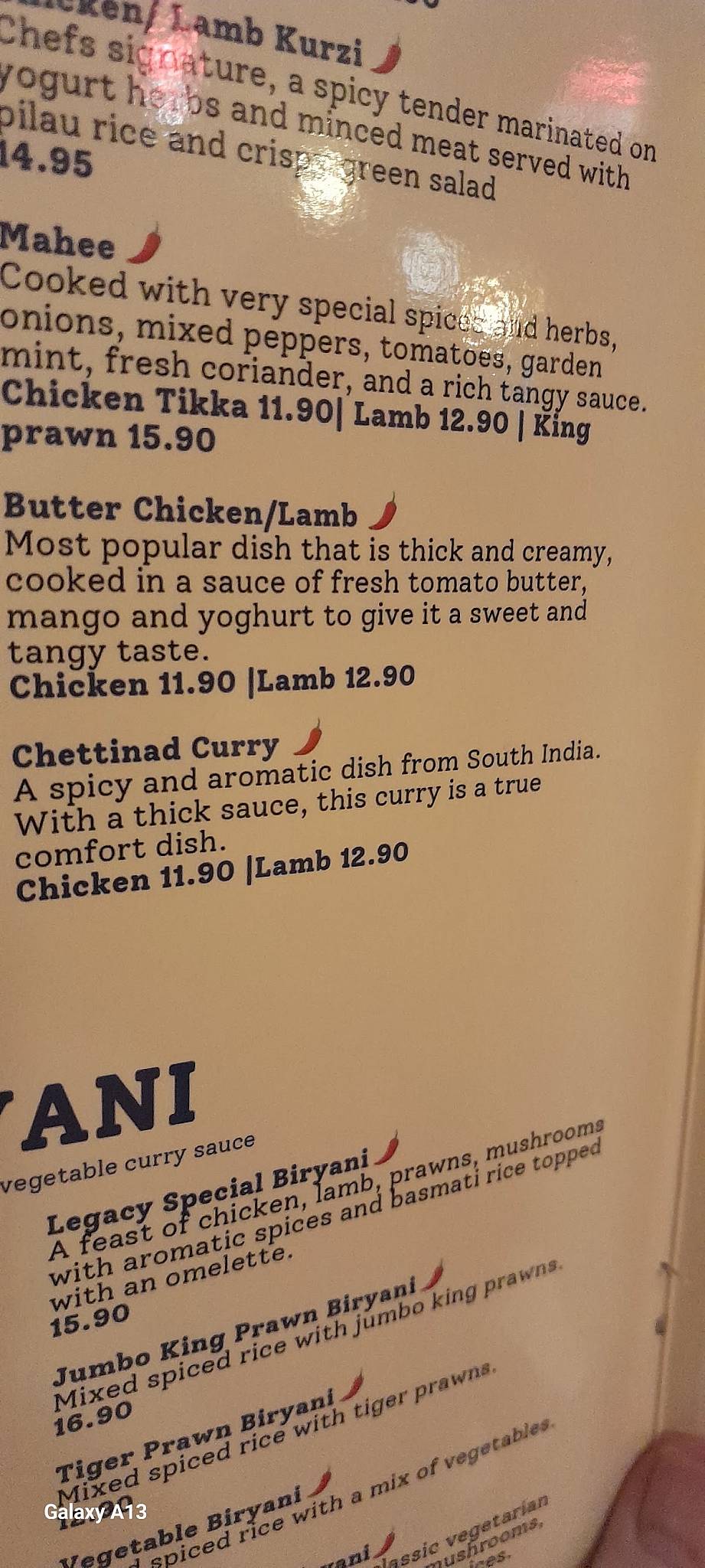 Menu at Legacy Indian Cuisine restaurant, Cardiff