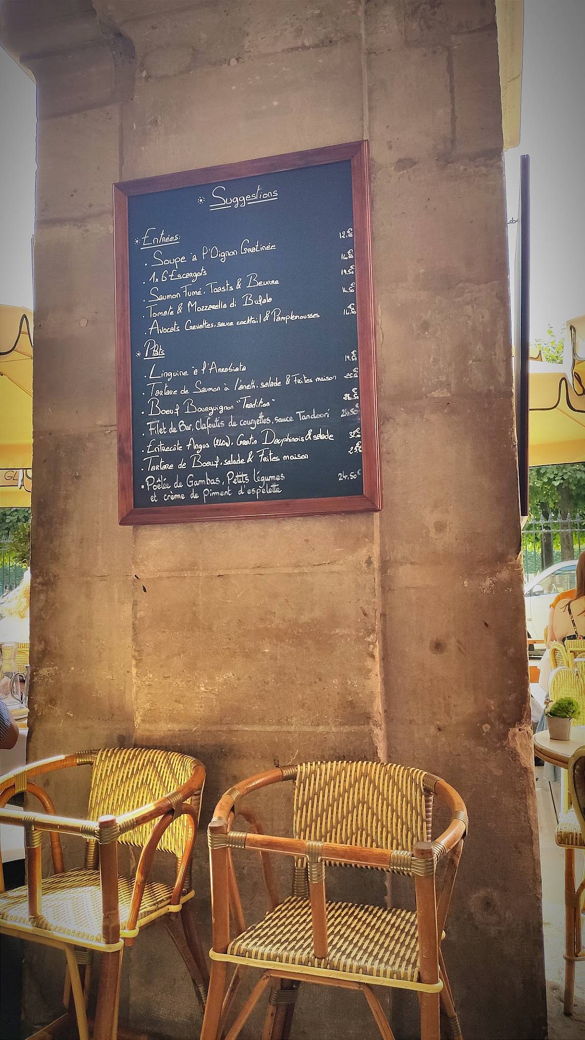 Menu at Carette pub & bar, Paris, 25 Pl. des Vosges