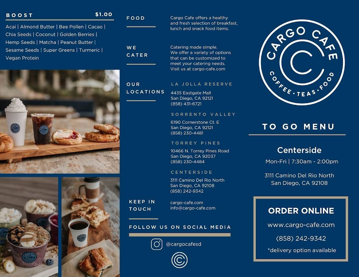 Carta de Cargo Cafe - Centerside, San Diego