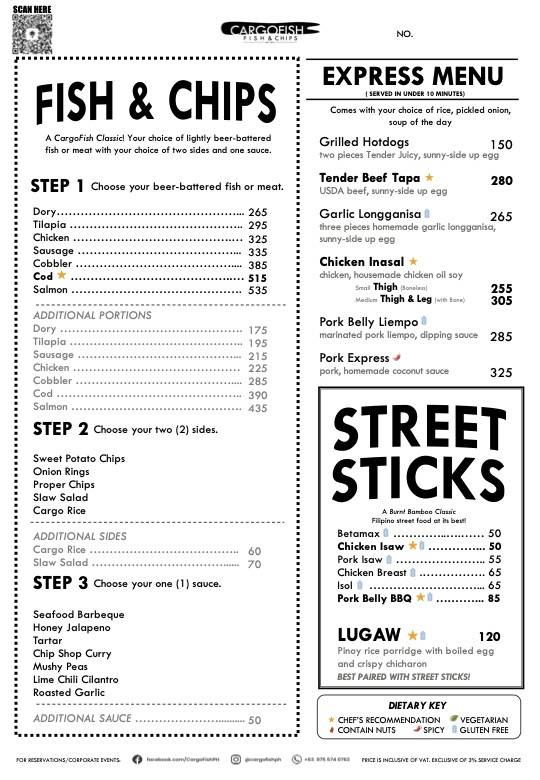Menu at CargoFish restaurant, Taguig, 9th Ave