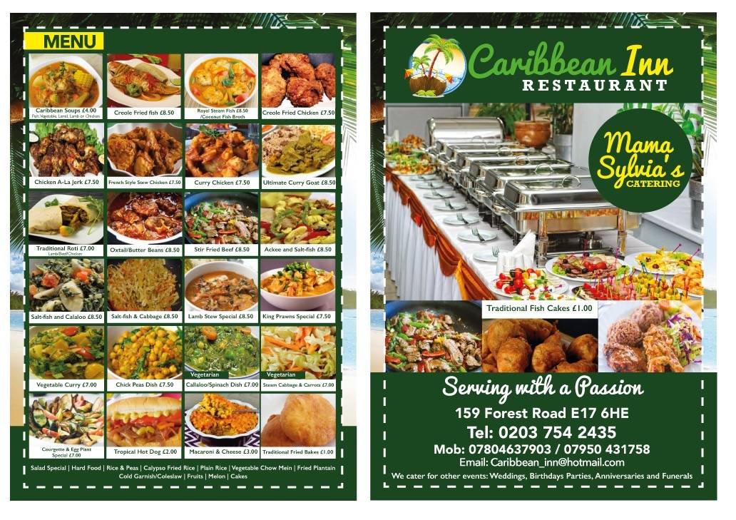 Carta del restaurante Caribbean Inn Ltd, Londres
