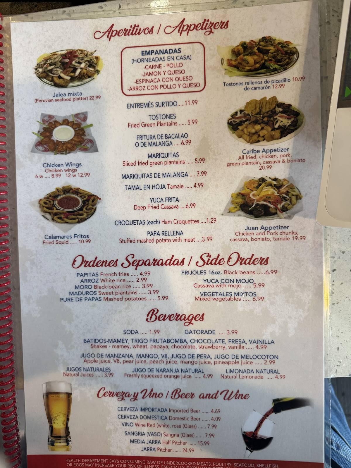 Menu at Caribe Cafe Restaurant, Hialeah, W 68th St