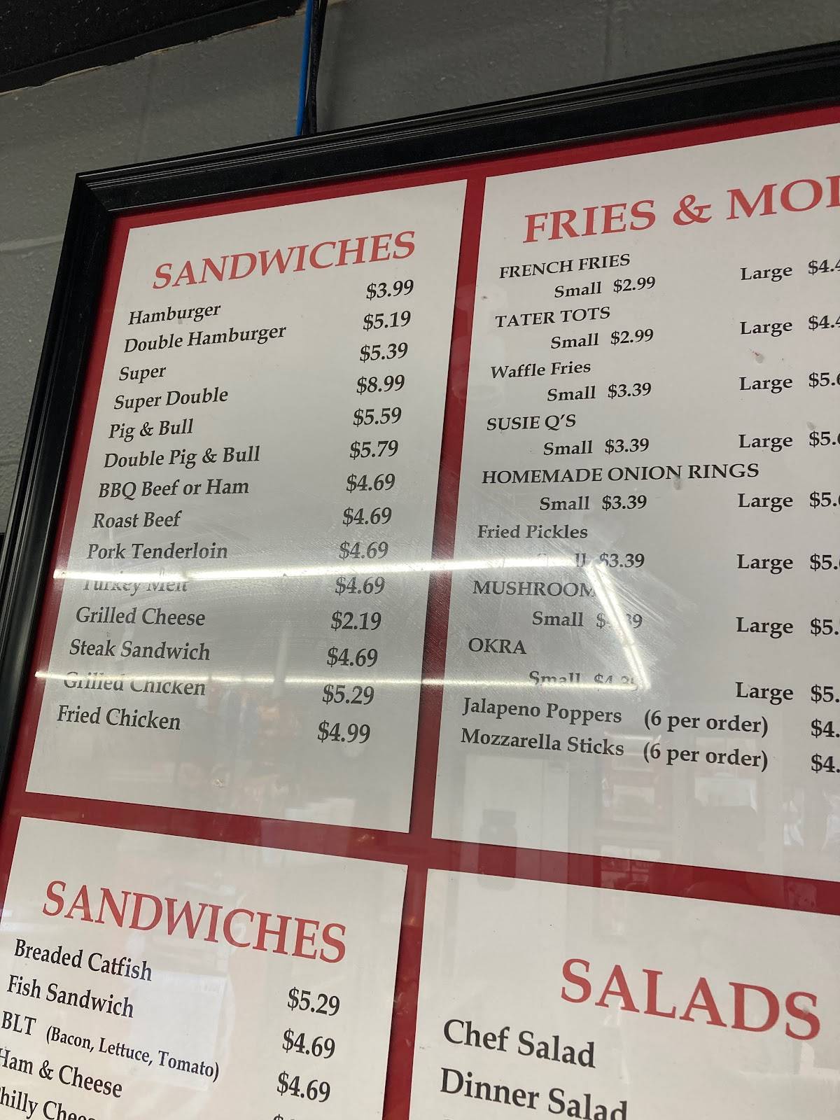 Menu at Bulldog Drive-In restaurant, Carl Junction