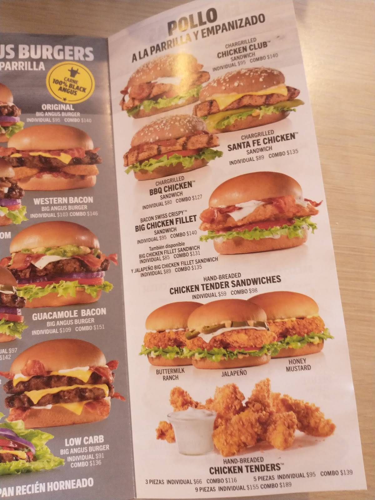 Carta del restaurante Carl's Jr, San Luis Río Colorado