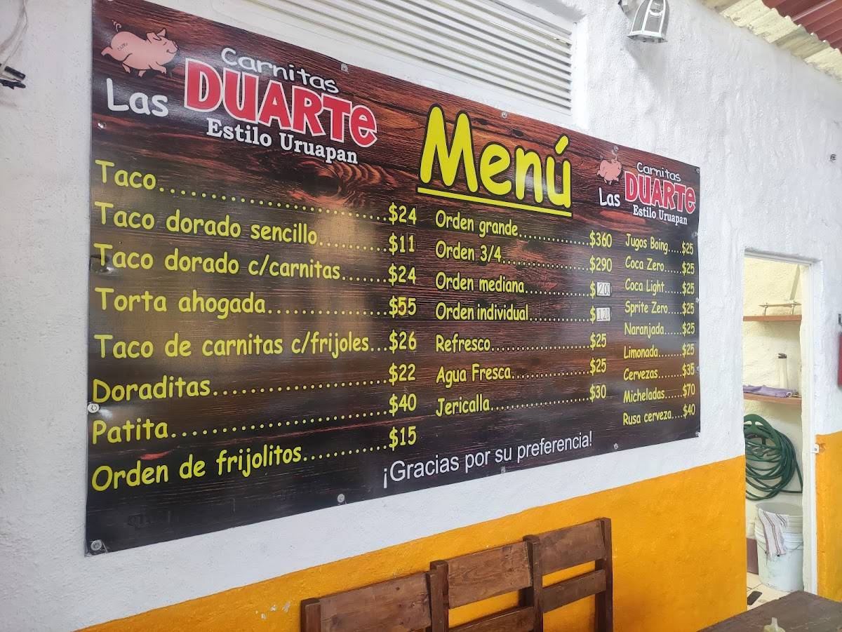 Menu at Carnitas Duarte Sucursal Copernico restaurant, Zapopan, C ...