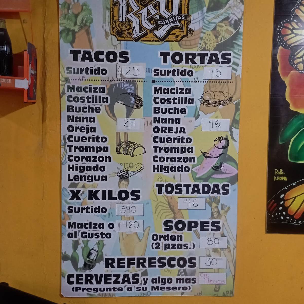 Carta del restaurante Carnitas Michoacán El Rey, Merida, Avenida ...