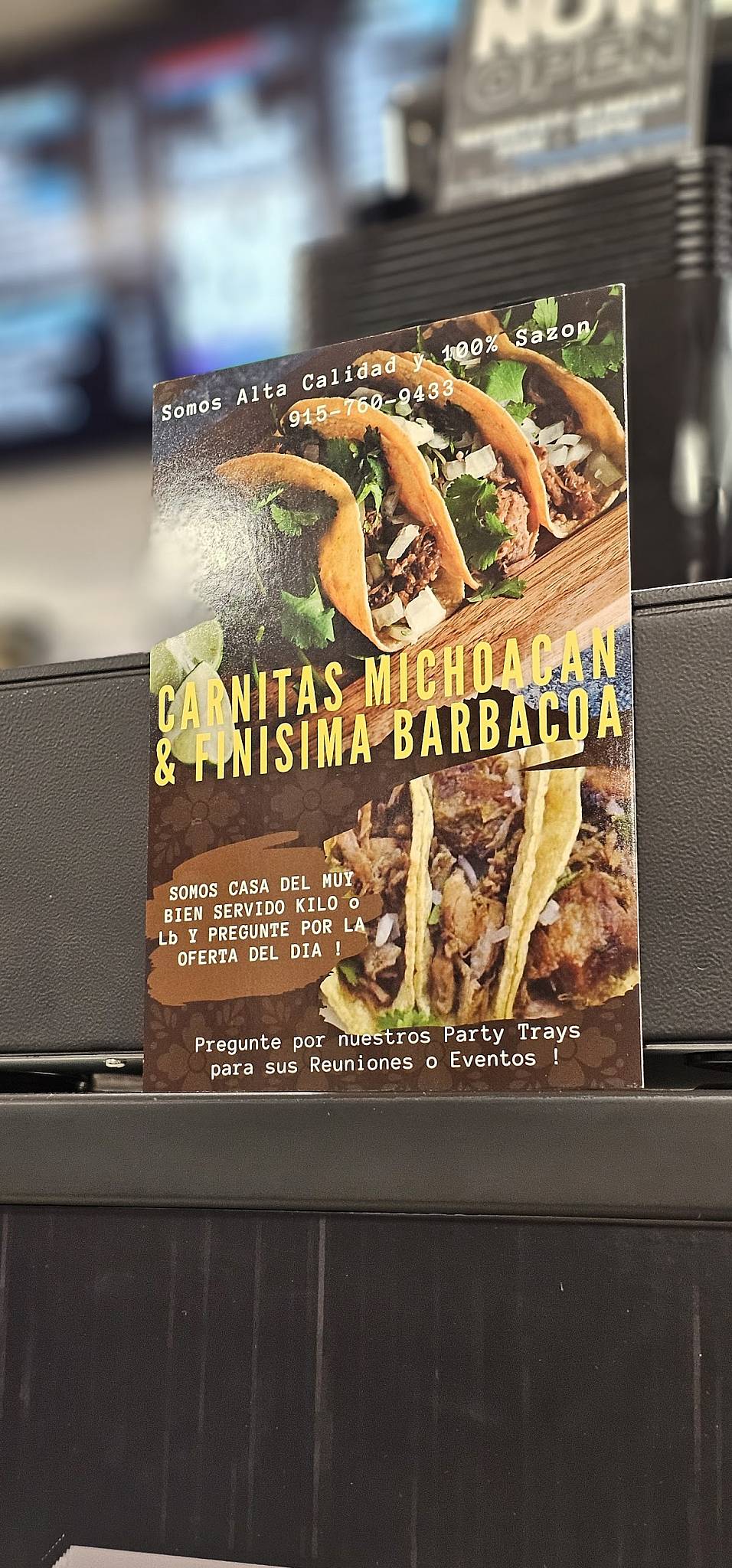 Menu at Carnitas Michoacan & Finisima Barbacoa, Canutillo