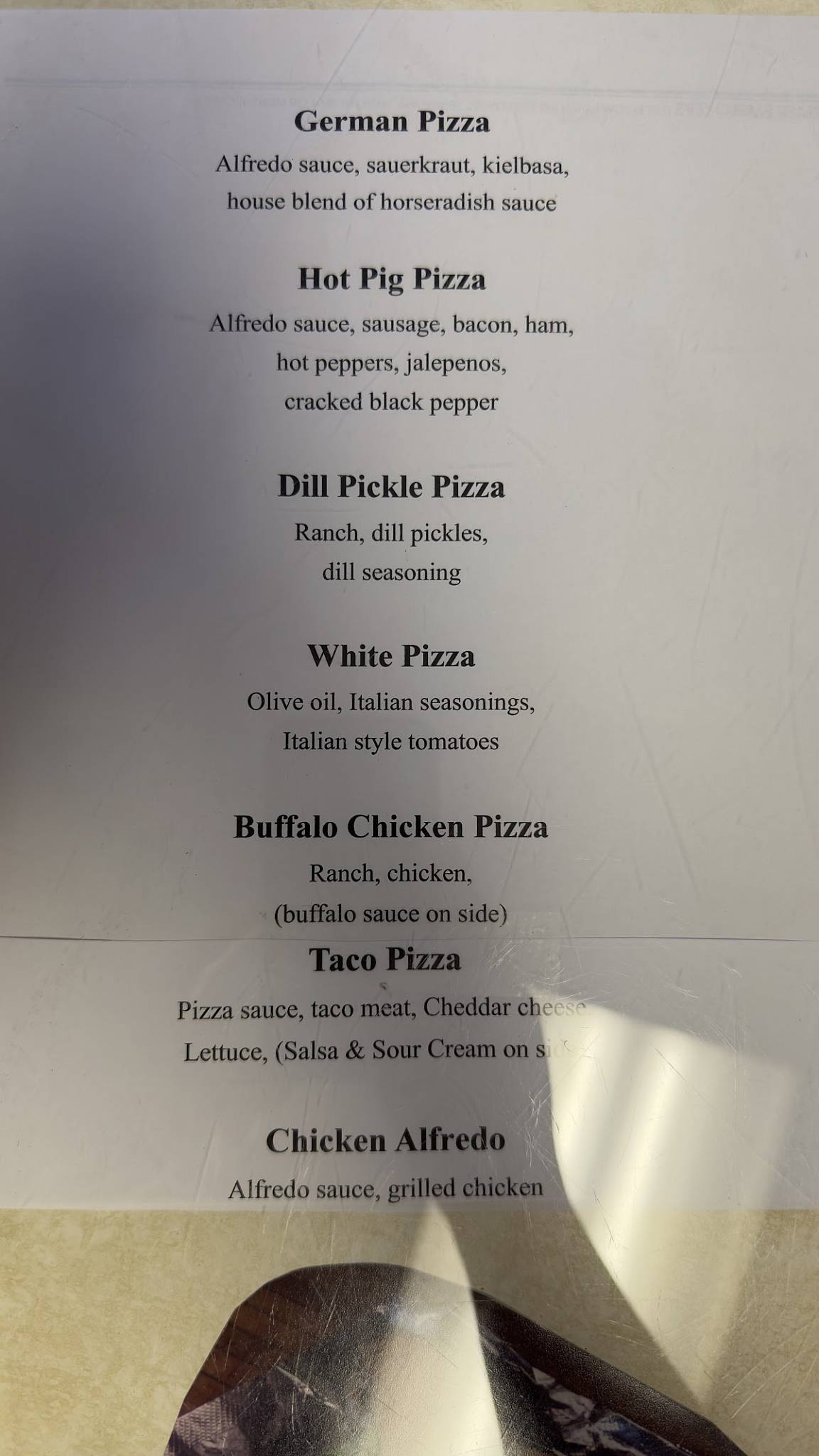 Menu at Carpenter's Pizzeria, Flushing