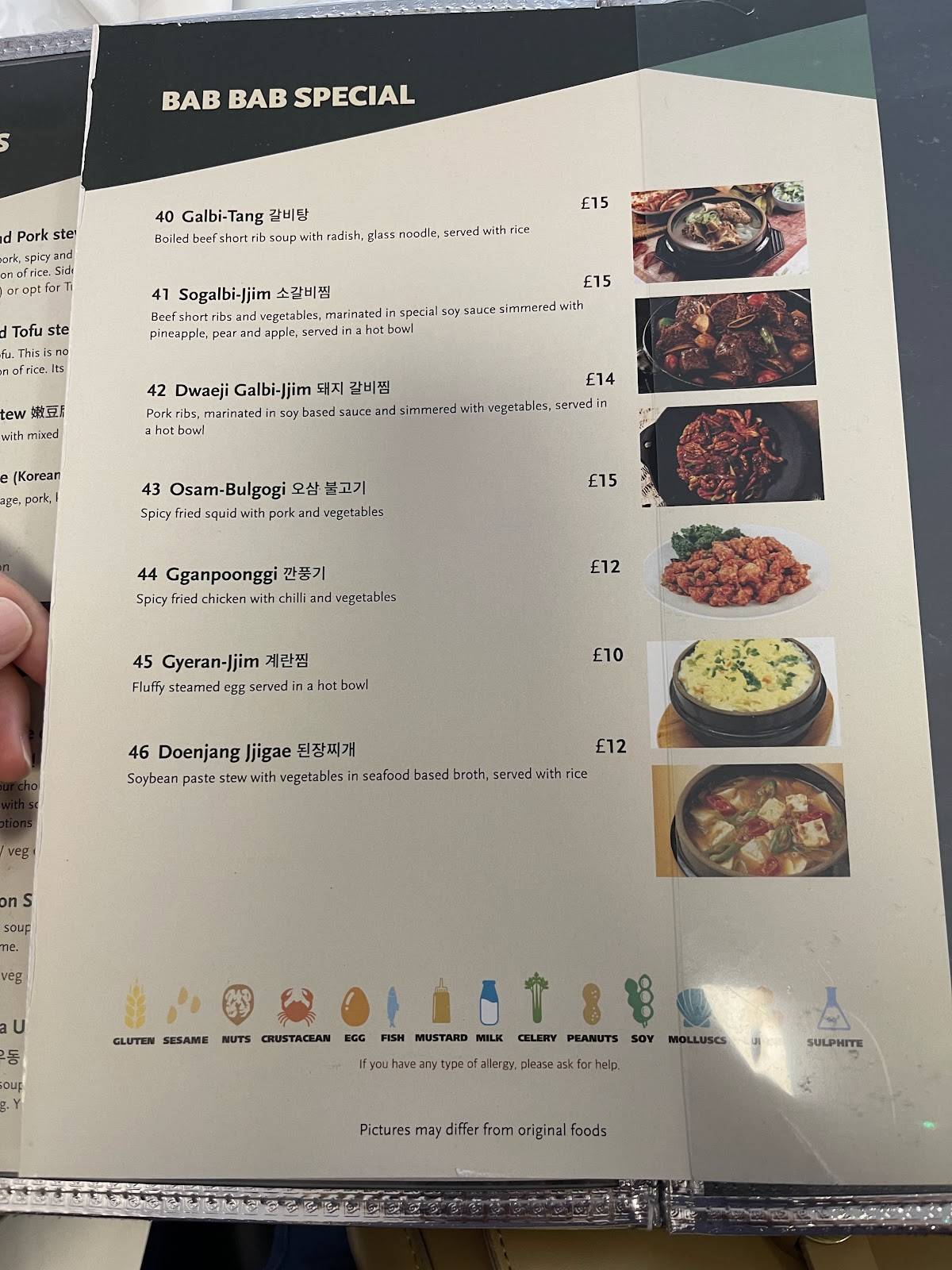 Menu at Bab Bab Korean Restaurant, Sutton, 294 High St