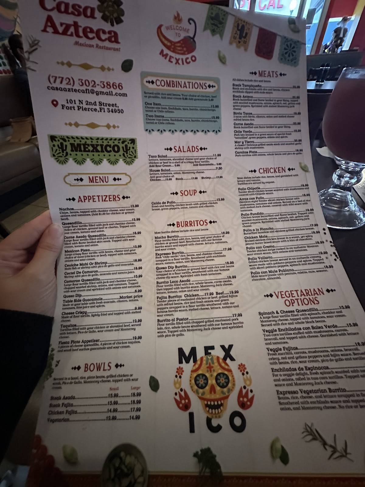Menu at Casa Azteca Mexican Restaurant, Fort Pierce