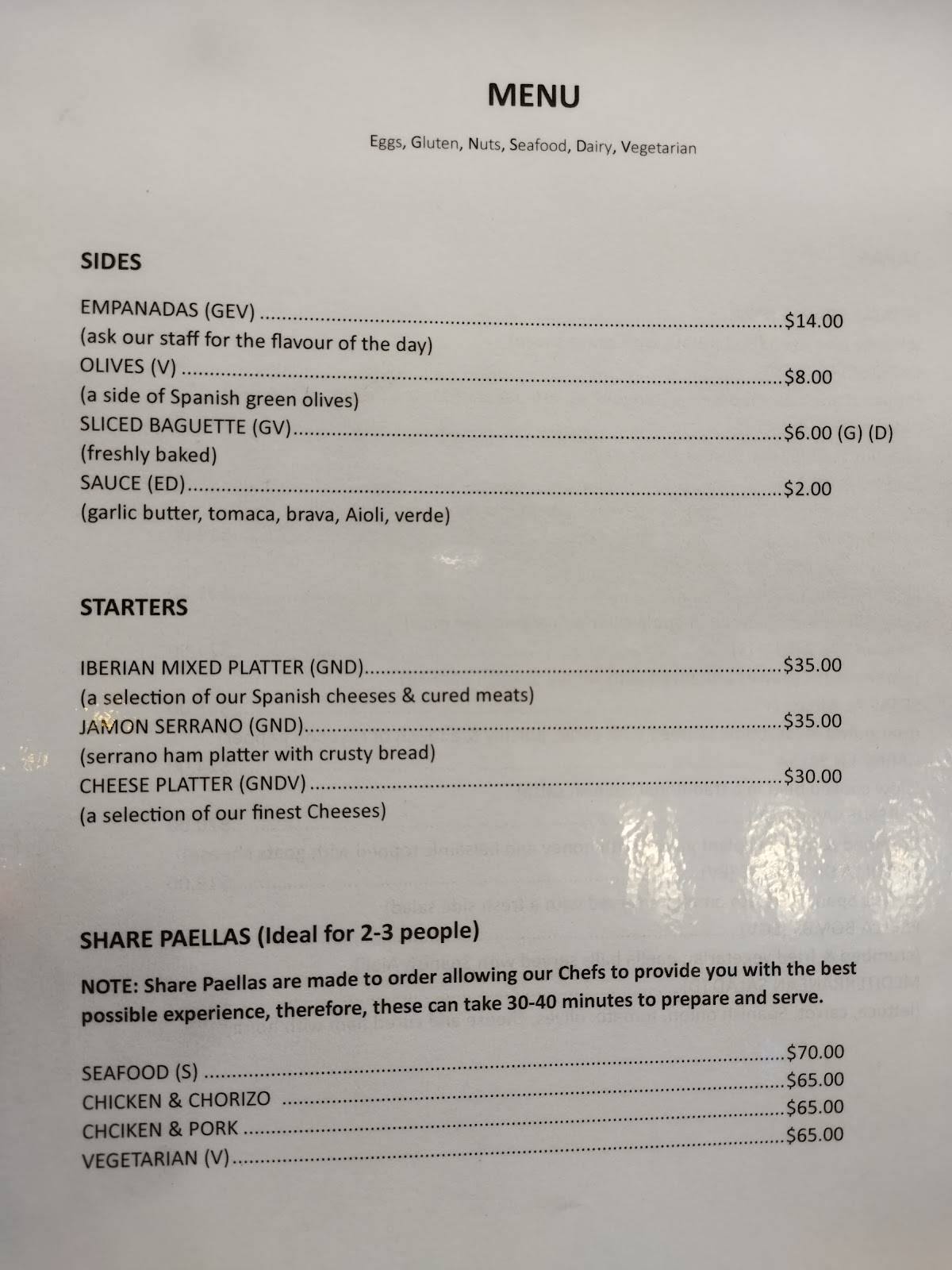 Menu at Casa De Loca restaurant, New Farm