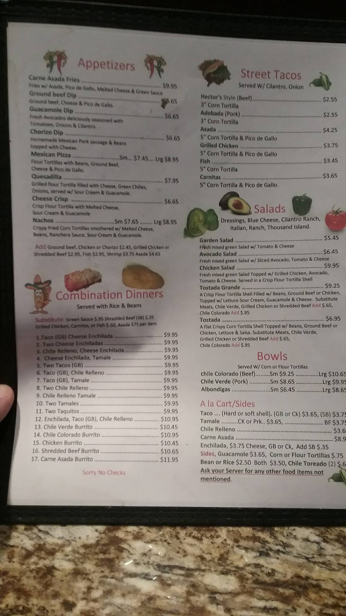 Menu at Casa Grande Mexican Restaurant, Chino Valley