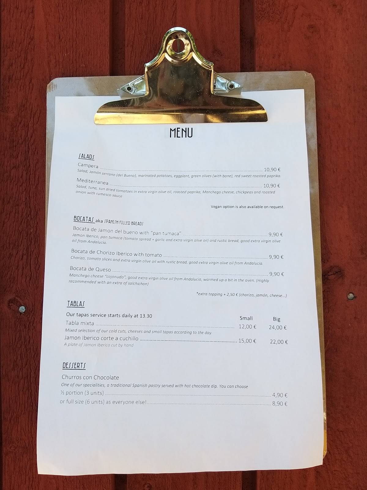 Menu at Casa Haga restaurant, Helsinki