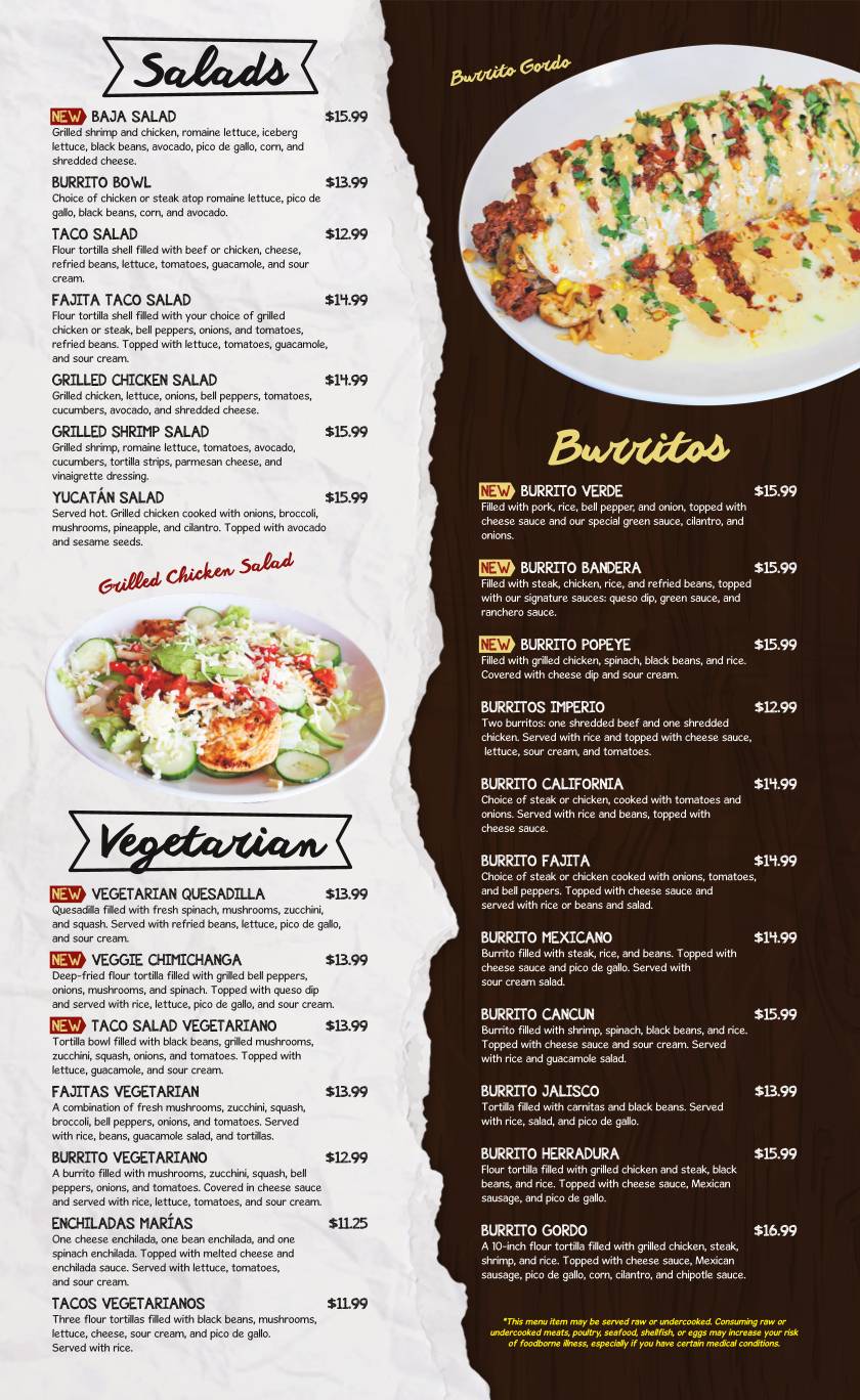 Menu at Casa Herradura Family Mexican Restaurant, Ashland