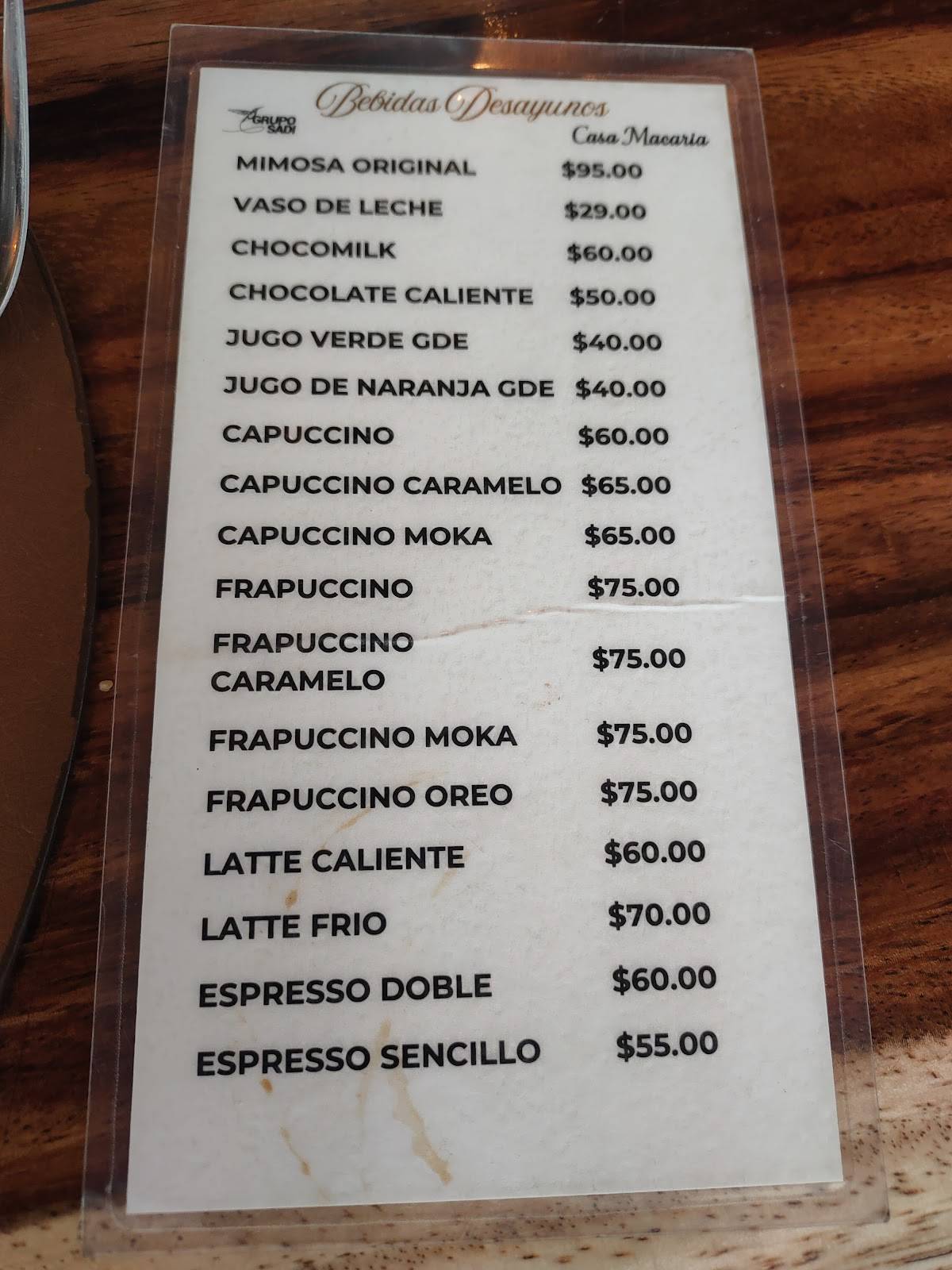 Menu at Casa Macaria Minerva restaurant, Guadalajara, Av. Adolfo López ...