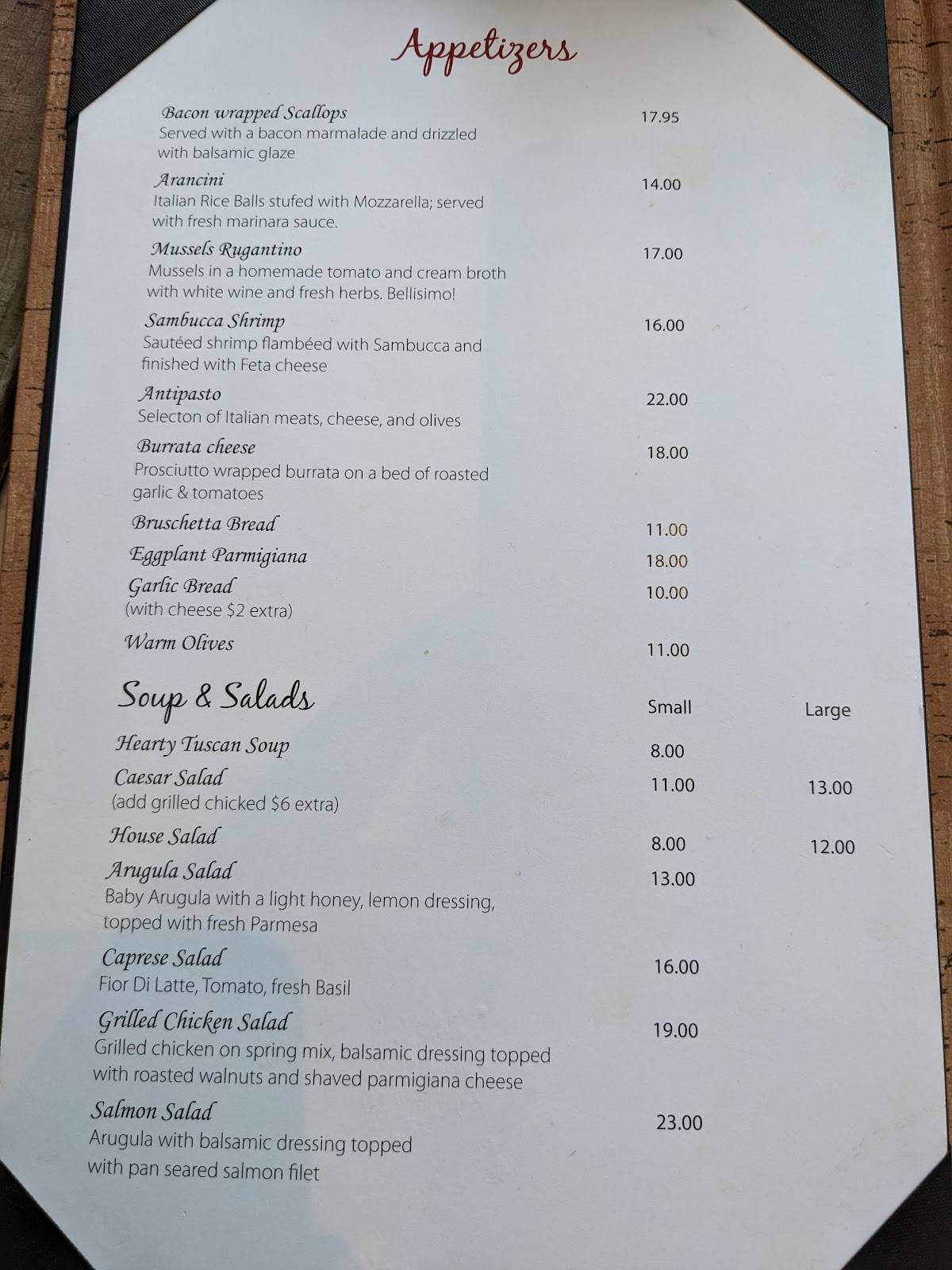 Menu at Casa Rugantino restaurant, Kitchener, 709 Belmont Ave W