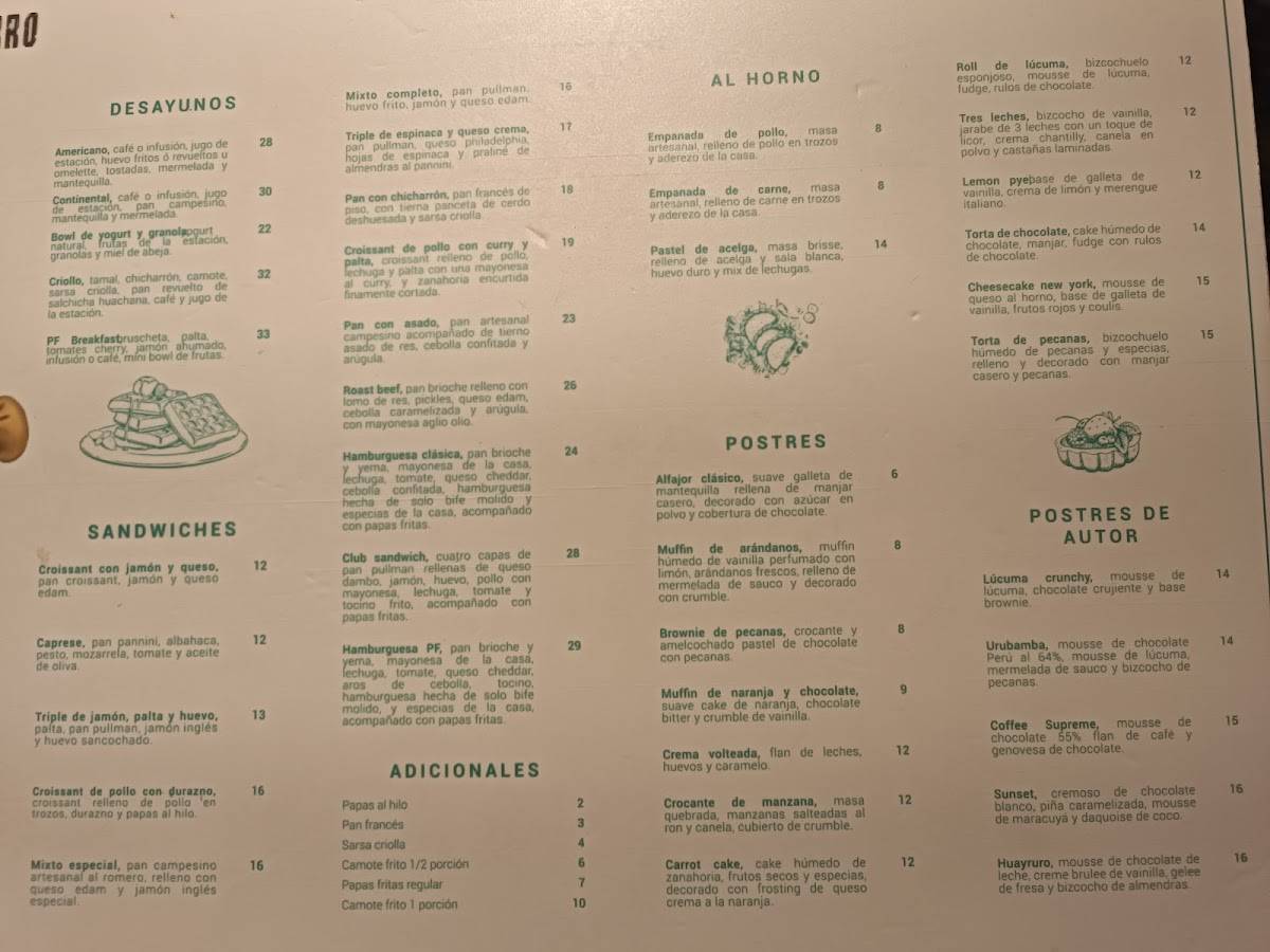 Carta de Casa Tambo Restaurant, Lima