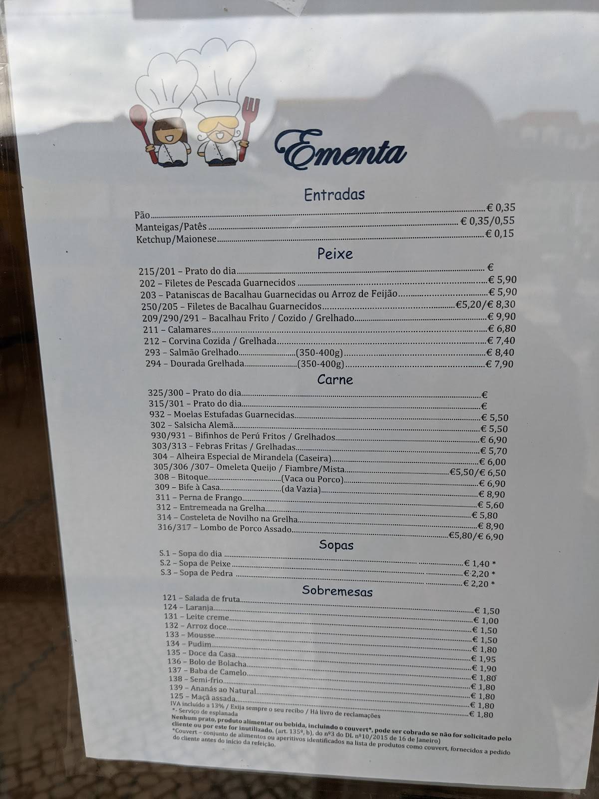 Menu at Casa das Bifanas cafeteria, Lisbon, Praça da Figueira 7A
