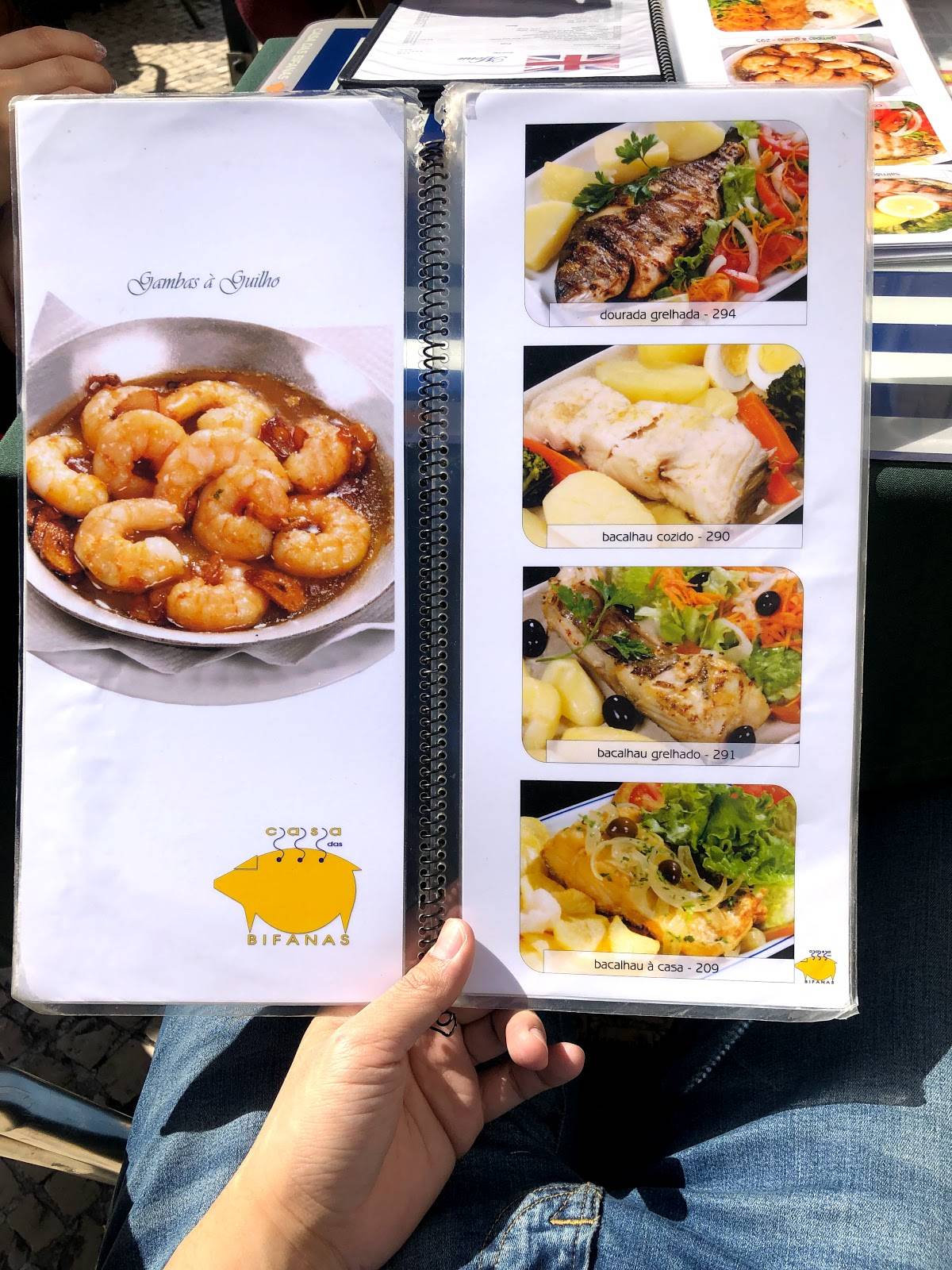 Menu at Casa das Bifanas cafeteria, Lisbon, Praça da Figueira 7A