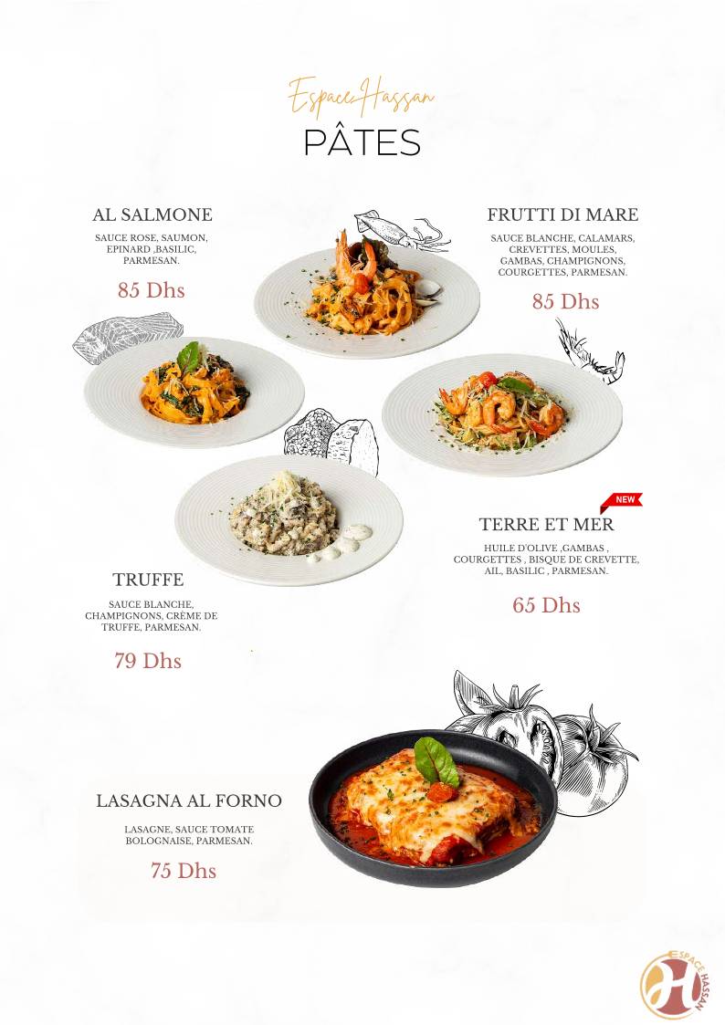 Menu au Espace Hassan Bd Ouled Haddou restaurant, Casablanca
