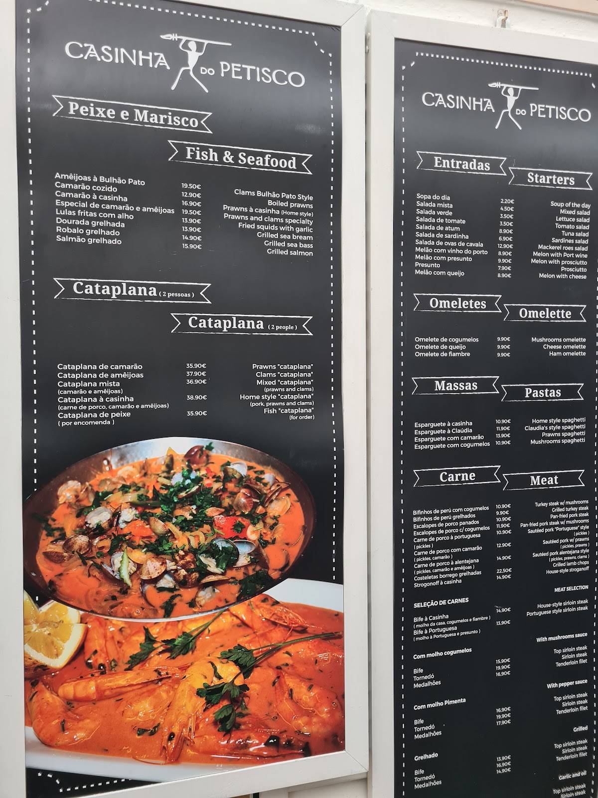 Menu at Casinha do Petisco restaurant, Lagos