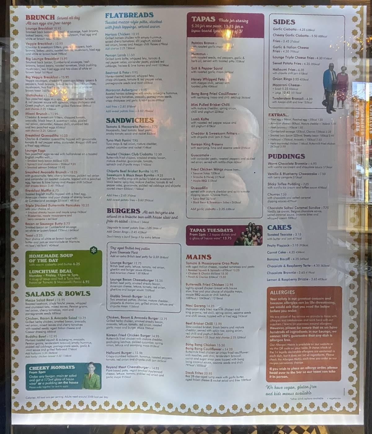 Menu at Castano Lounge restaurant, London