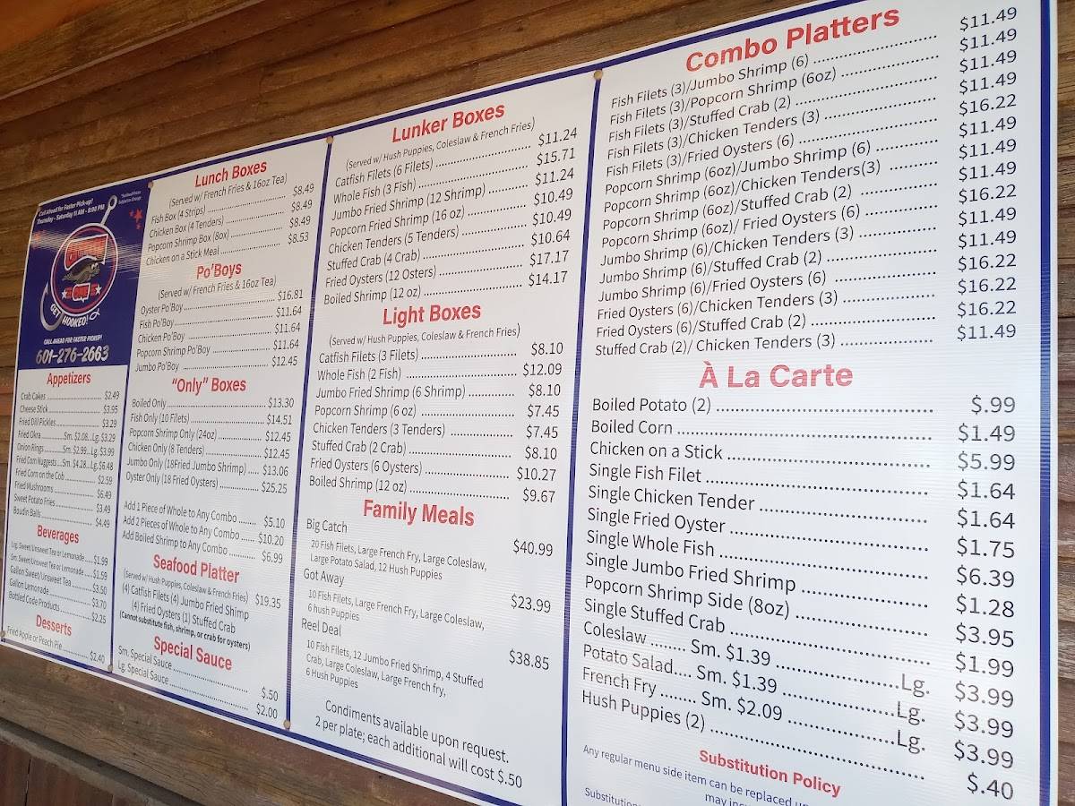 Menu at Catfish One of McComb restaurant, McComb, Highway 98 and 51