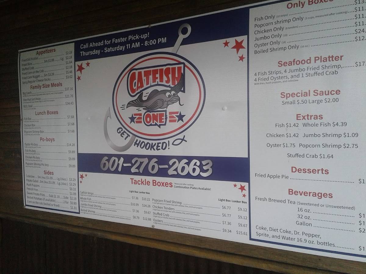 Menu at Catfish One of McComb restaurant, Summit, Highway 98 and 51