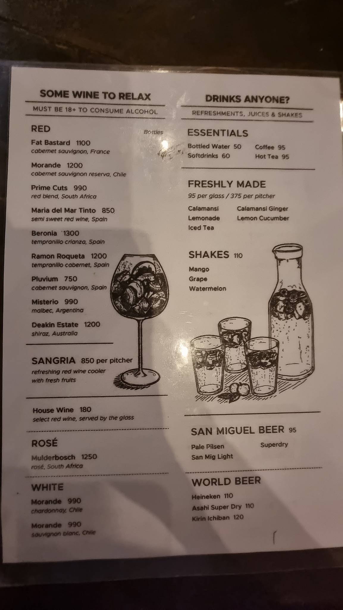 Menu at Acacia Steakhouse, Cebu City