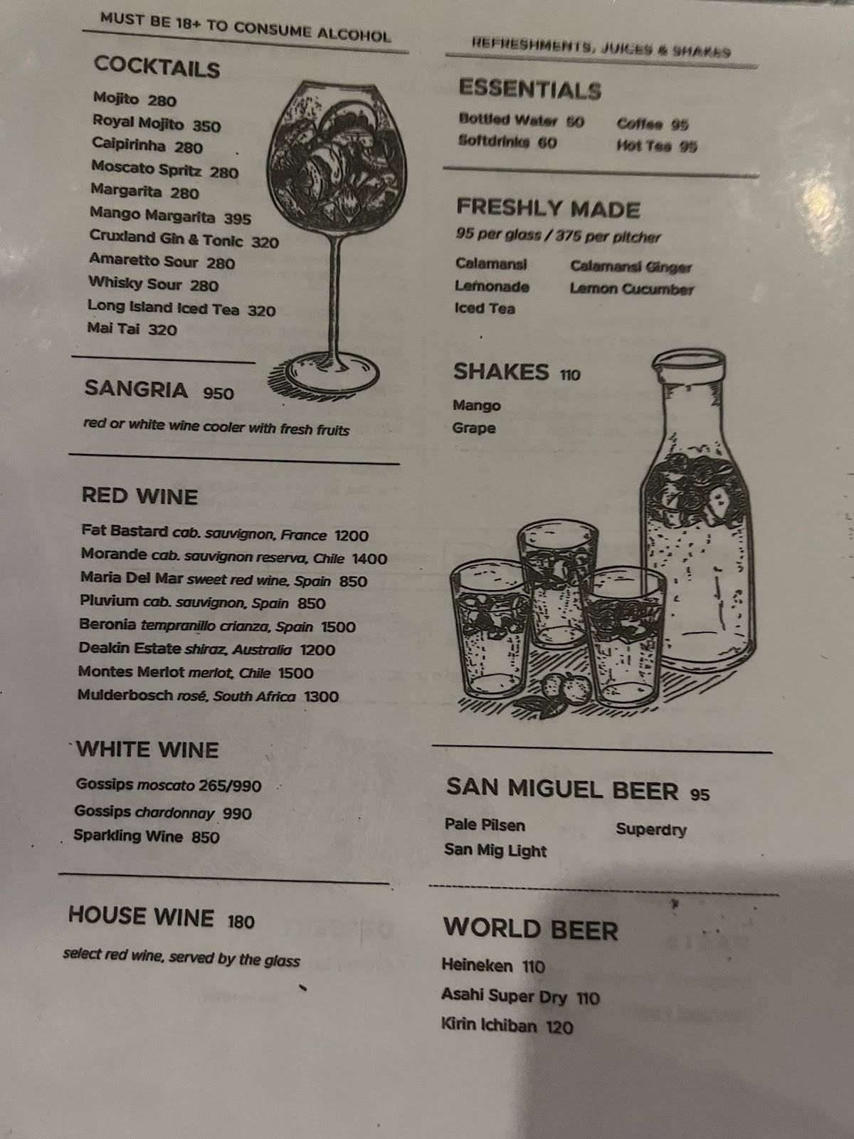 Menu at Acacia Steakhouse, Cebu City