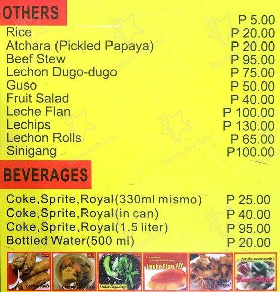 Carta del restaurante Cebu's Original Lechon Belly, Cebú, VCMC