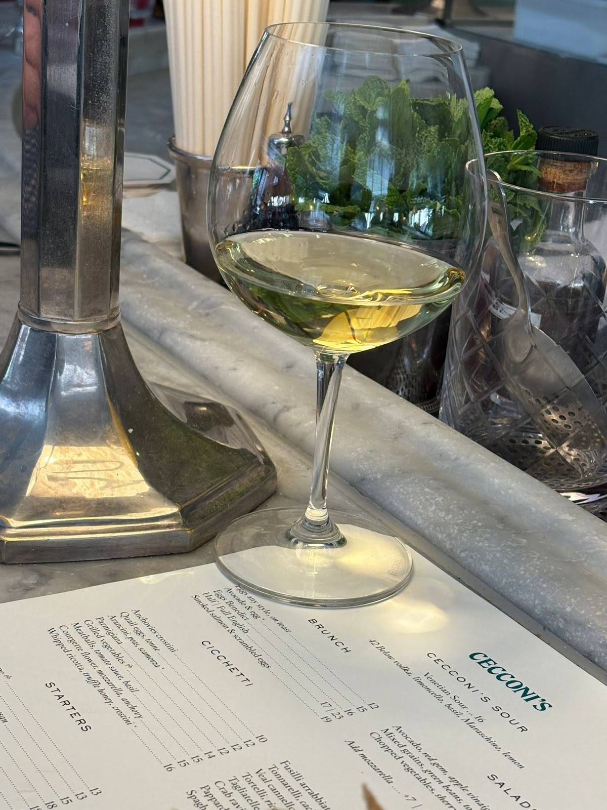 Menu at Cecconi's restaurant, London, 5A Burlington Gardens