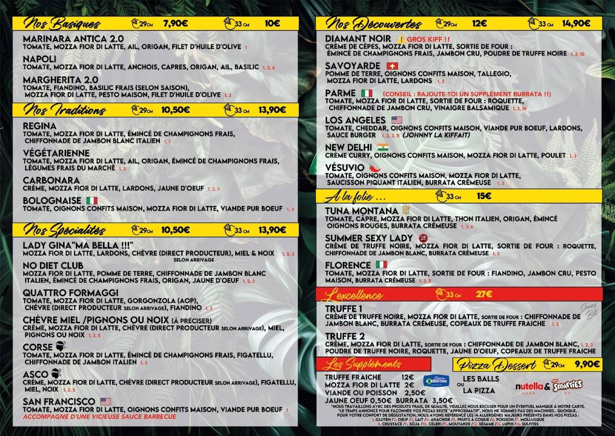Menu au Cécé Pizza la garde pizzeria, La Garde